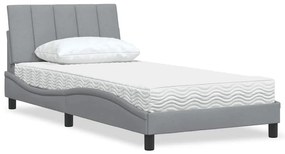 Postel s matrací Hanko světle šedá 100 x 200 cm textil 3310510