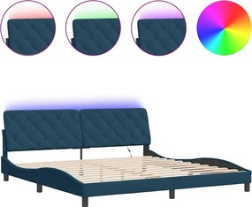 Rám postele s LED bez matrace modrý 200 x 200 cm samet 3213877