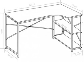 Rohový psací stůl 120x72 cm Dekorhome Bílá / dub