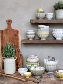 Set 5ks bílá porcelánová miska s černými detaily uvnitř Arés - Ø15*9 cm