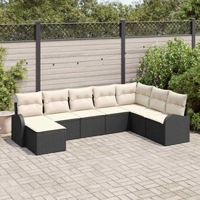 Set pohovek 8 ks Černá a bílá polyratan 3354826