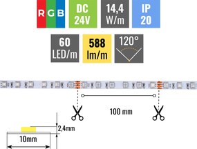 LED Solution RGB LED pásek 14,4W/m 24V bez krytí IP20 08230