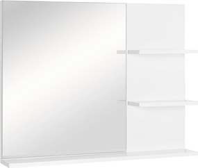 Zrcadlo kleankin s nástěnnou montáží a 3 vestavěnými policemi 60x10x48 cm Bílá | Aosom