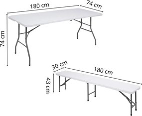 Pivní set pro 8 osob 180x74 cm SPRINGOS GF0099 bílý