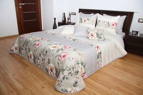Přehoz na postel smetanové barvy s růžemi Šířka: 220 cm | Délka: 240 cm