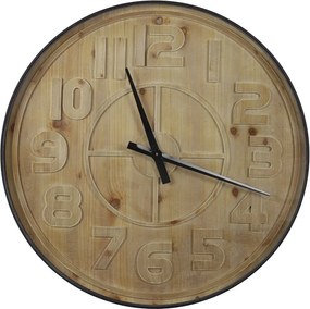 Dřevěné nástěnné hodiny s kovovým rámem Logan - Ø 80*6cm