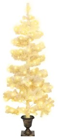 344652 vidaXL Spirálový vánoční stromek s LED a květináčem bílý 120 cm PVC