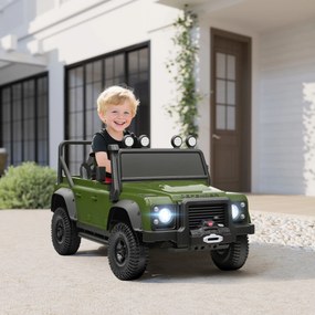 AIYAPLAY Dětské elektrické auto, 12V bateriový pohon, dálkové ovládání, hudební funkce, klakson, LED světla, zelená
