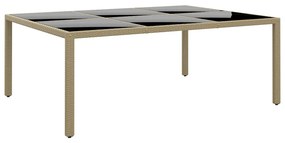 Zahradní stůl 200 x 150 x 75 cm tvrzené sklo a polyratan béžový 310588