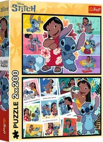 TREFL Puzzle Lilo  Stitch: Šťastný život / 2x200 dílků / 41 x 27,5 cm