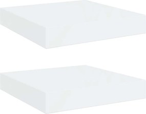 Plovoucí nástěnné police 2 ks lesklé bílé 23x23,5x3,8 cm MDF 323740