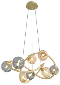 Wofi 7014-804 - LED Lustr na lanku NANCY 8xG9/3,5W/230V zlatá/šedá 7014-804