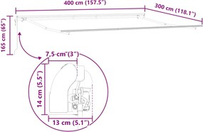 Stahovací markýza Zelená a bílá 400 × 300 cm Látka a hliník 3330721