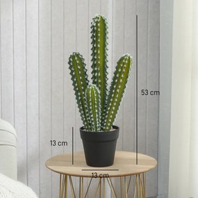 HOMCOM umělý kaktus, 53 cm — sloupovitý kaktus v květináči s realistickým vzhledem pro domov, kancelář, dárek při nastěhování, dekorace