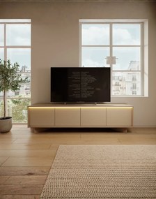 Široká TV skříňka Semi E 204 cm 4D LED cappuccino bolivar přírodní