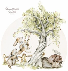 Gario Dětská nálepka na zeď Woodland walk - zajíčci a srnka Rozměry: 95 x 94 cm
