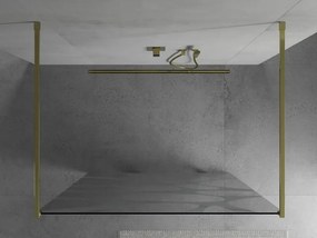 Mexen Kioto, průchozí sprchová zástěna 100 x 200 cm, 8mm sklo čiré/bílý vzor, 2x zlatá stabilizační rozpěra, 800-100-002-50-97