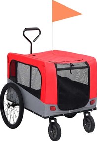vidaXL Vozík pro psa za kolo a na běhání 2 v 1 modrý a šedý [92442] Barva: Červeno-šedá