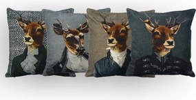 Šedý sametový polštář s jelenem Fleury Deer - 50*50*15cm