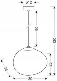 Lustr na lanku STONES 1xE27/40W/230V pr. 30 cm