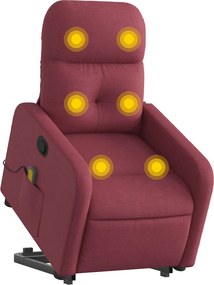 Zvedací masážní polohovací křeslo vínové textil 3206807