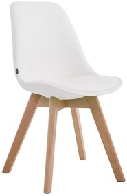 Židle Manado ~ koženka, dřevené nohy natura - Bílá