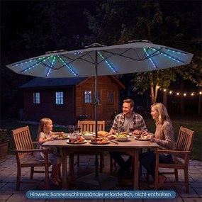 Costway Dvojitý slunečník s LED osvětlením Obdélníkový – 400 × 210 cm, šedá