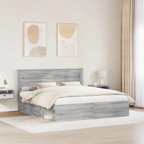 Rám postele Šedá Sonoma 200 x 200 cm Masivní borové dřevo 3409724