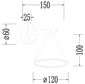 Nástěnné svítidlo Alias, 1x zlaté/černé kovové stínítko, b