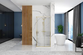 Rea Punto, sprchový kout 100x80x190 cm, 5mm čiré sklo, zlatý lesklý profil + černá sprchová vanička Savoy, KPL-K2442