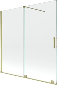 Mexen Velar, 2-křídlová posuvná vanová zástěna 160 x 150 cm, 8mm čiré sklo, zlatý lesklý profil, 896-160-000-01-50