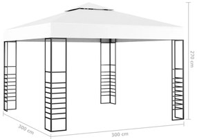 vidaXL Marketos Zahradní altán se světelnými LED řetězy 3 x 3 m bílý