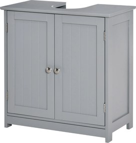Koupelnová skříňka Kleankin pod umyvadlo - Skříňka pod umyvadlo - Skříň s 2 dveřmi a policí - Rozměry 60D x 30Š x 60V cm - Šedé dřevo | Aosom