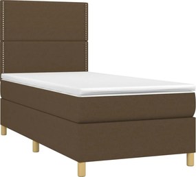 vidaXL Box spring postel s matrací a LED 80 x 200 cm textil [3135311] Barva: tmavě hnědá