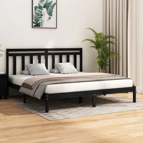Rám postele černý masivní dřevo 200 x 200 cm,  3105274