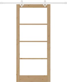 Posuvné dveře 93 x 211 cm Masivní borové dřevo a sklo Přírodní 3332233