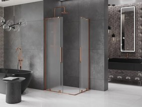 Mexen Velar L Duo, sprchový kout s posuvnými dveřmi 100 x 90 cm, 8mm sklo námraza, růžové zlato, 871-100-090-02-33-60