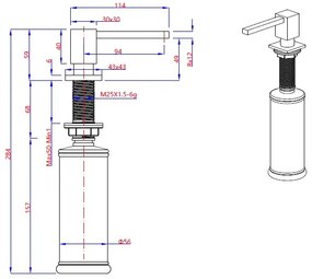 Dávkovač na mycí prostředky QUADRON EMMA 350ml zlatý
