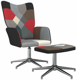 Relaxační křeslo se stoličkou patchwork textil 328202