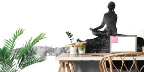 Samolepící tapeta meditace ženy v černobílém provedení - 225x150 cm