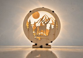 Li-Go "Jelen a laň" lampa 20x22 cm provedení povrchu: dub světlý