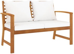 Zahradní lavice 120 cm s krémovou poduškou masivní akácie 311829