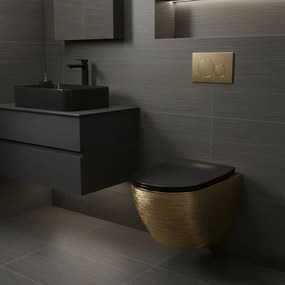 Závěsná WC mísa Rea Carlo Mini Tornado Black Brush Gold