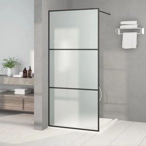 Sprchová zástěna walk-in černá 90 x 195 cm mléčné ESG sklo 152111