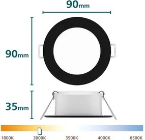 Meson 80mm černé / LED podhledové svítidlo / kulaté / 5,5W / 3000K