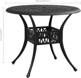 Zahradní stůl Hemsing - litý hliník - 90x90x74 cm | černý