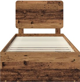 Rám postele s čelo Staré dřevo 75 x 190 cm Masivní borové dřevo 3412558