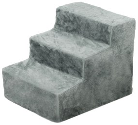 PawHut schody pro psy 3 stupně 35 cm schody pro domácí mazlíčky s plyšovým vzhledem, schody pro kočky do postele, na pohovku, pro kočky do 5 kg, svět…