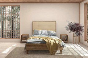 Dubová postel s čalouněným čelem Frida - retro olej   Dub retro 200x200 cm