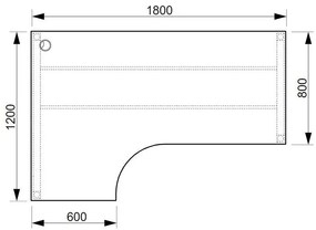 Kancelářský pracovní stůl Hobis Ergo UEO180060P, bílá RAL 9016, deskaakát